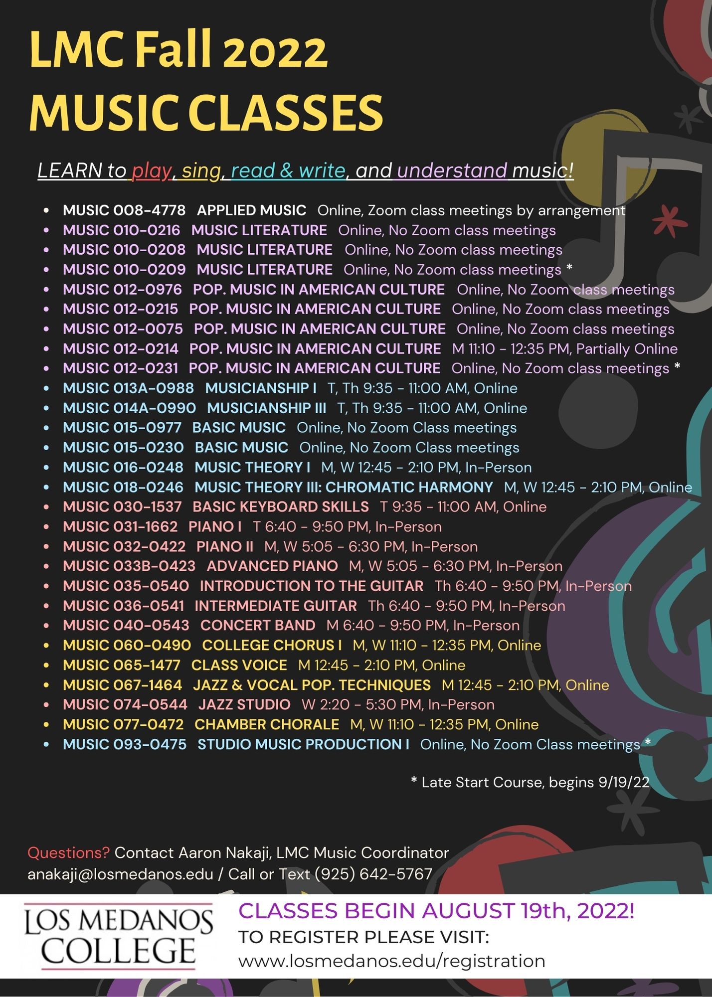 Music FA22 Classes Flyer